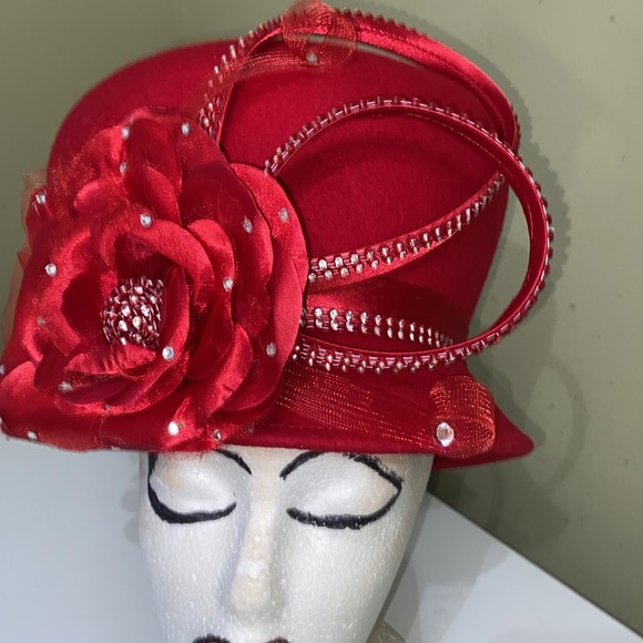 Ms. Divine | Accessories | Pretty Red Churchdresskentucky Derby Hat By ...